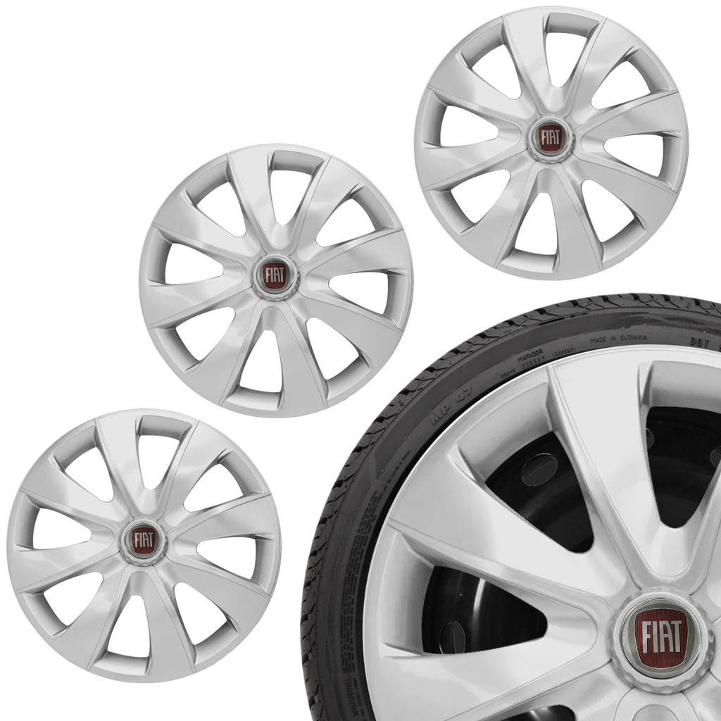 Jogo Calota Aro 14 Linha Fiat Palio Essence Fire Attractive Uno Way Vivace Siena Fiorino Strada ...