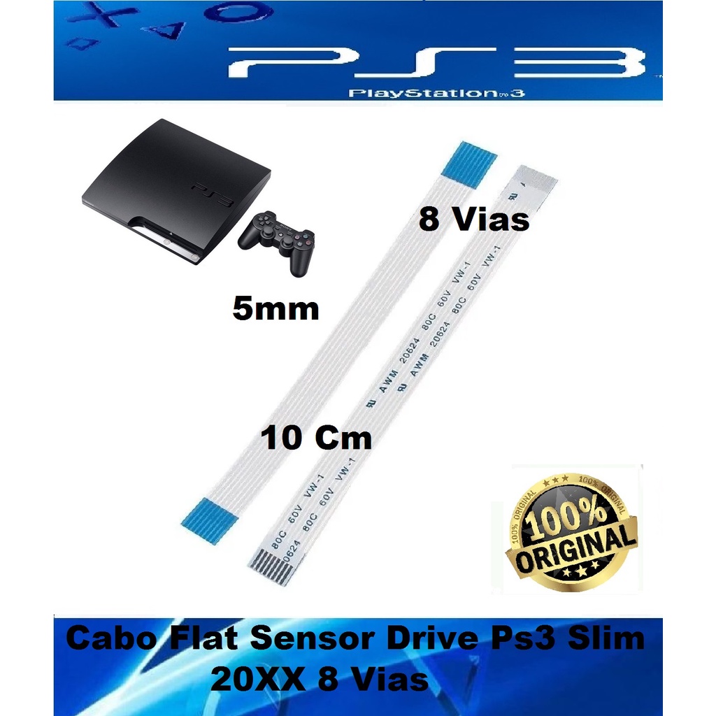 Flat Cabo Flex Ps3 Slim Cech 3001b 8 Vias 10cm Ejetor Novo | Shopee Brasil