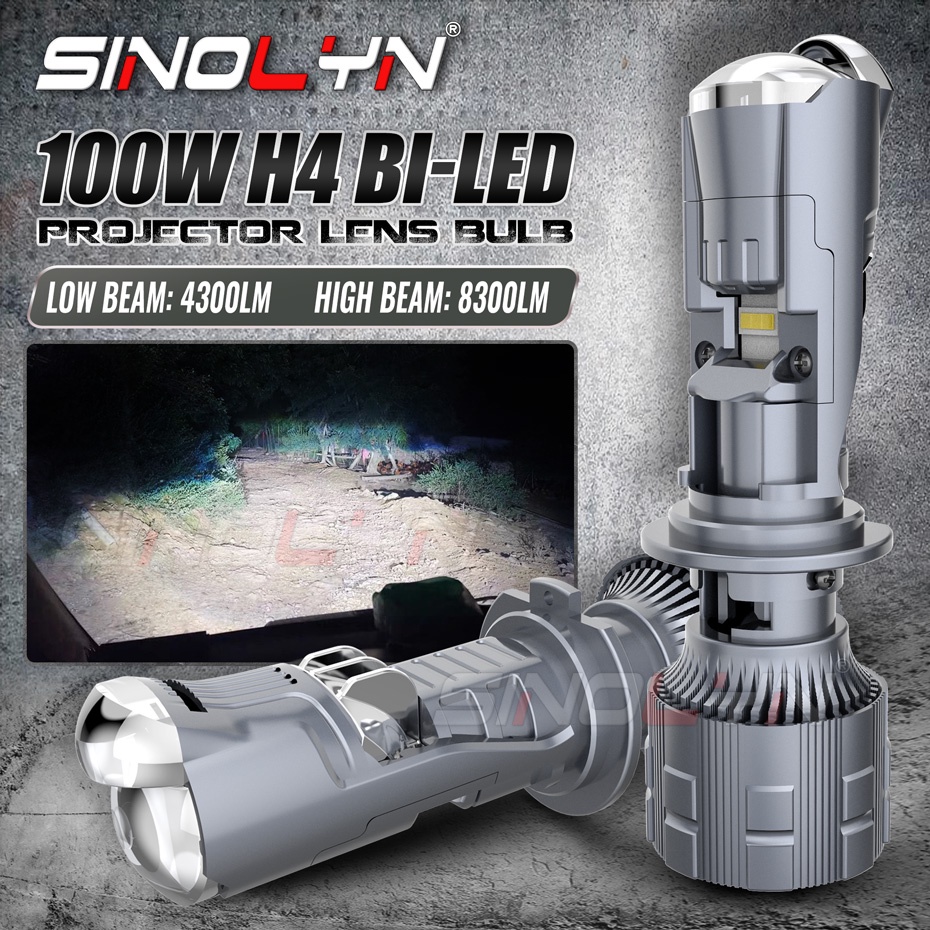 Sinolyn H4 HS1 H17 Farol Canbus 50W Lâmpada Bi LED Hyperboloid Mini Projetor Lente Hi/Lo Beam ...
