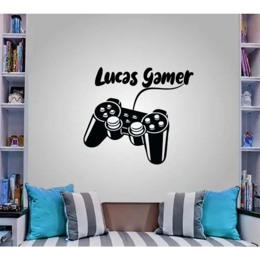 Adesivo Gamer Games Controle Play com Nome personalizado Parede Jogos ...