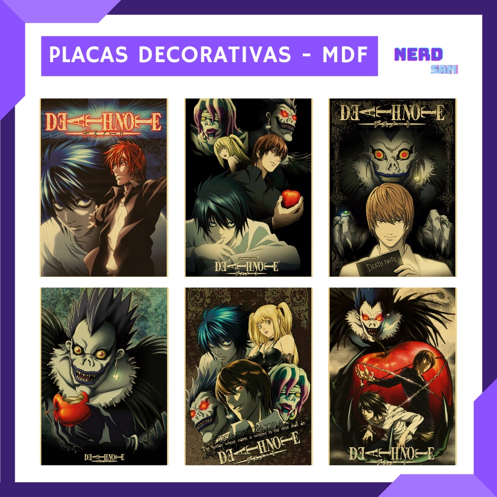 KIt Placas Decorativas Death Note em MDF (6 Unidades) - Quadro Ryuk ...