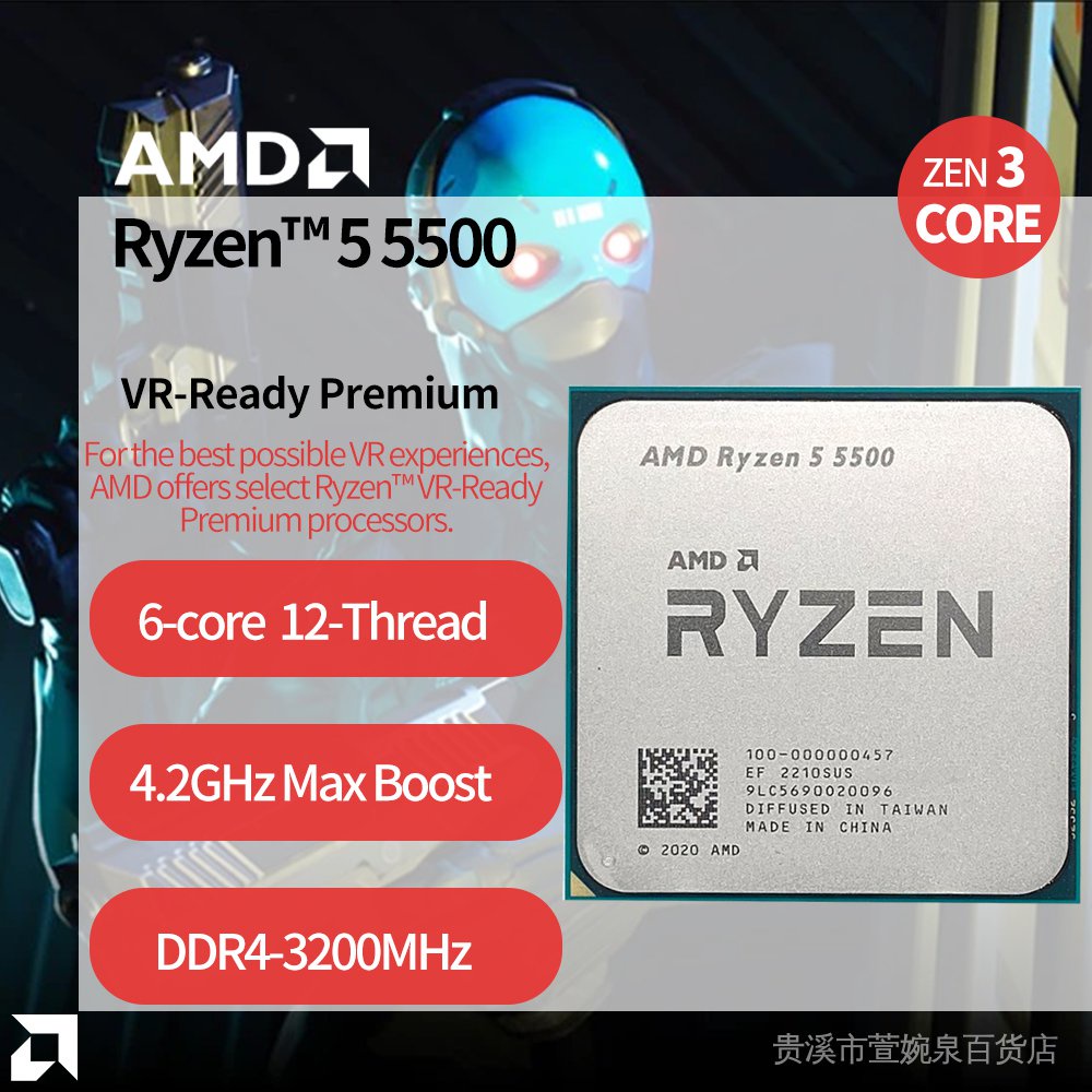 [100 % Painel original] Amd ryzen 5 5500 r5 5500 3,6ghz Processador cpu ...