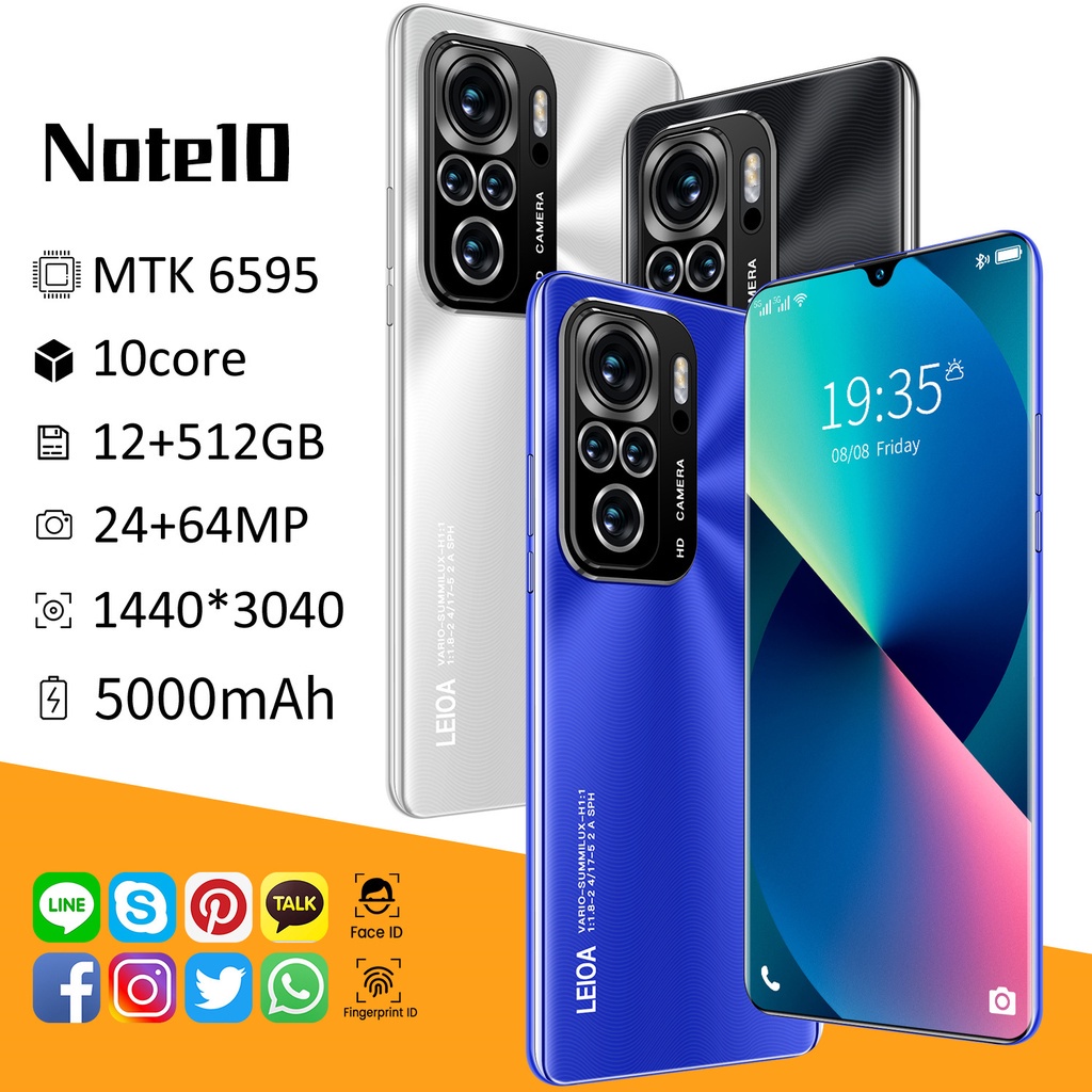 Note10 Novo 5G Telefone 12GB 512GB 6,8 Polegadas Venda Original ...