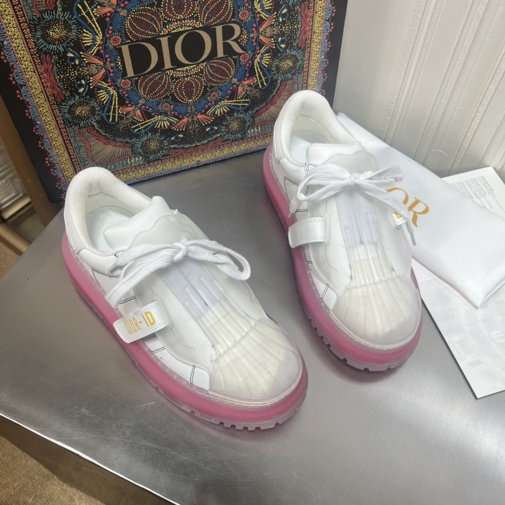 Dior White Powder Shell Sapatos Femininos Tênis Casual - Escorrega o Preço