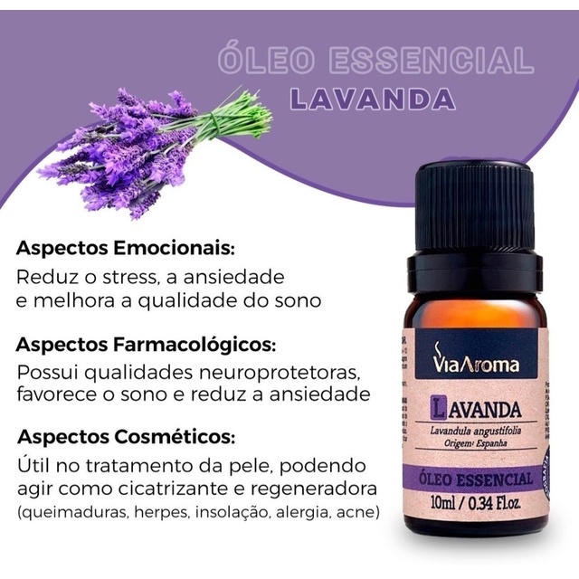 Oleo Essencial de Lavanda Via Aroma vegano 10ml | Shopee Brasil