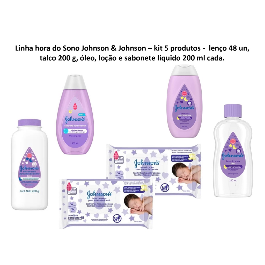 Kit Johnson Baby Hora do Sono - 2 pacotes de Lenços 48 unidades, Talco ...