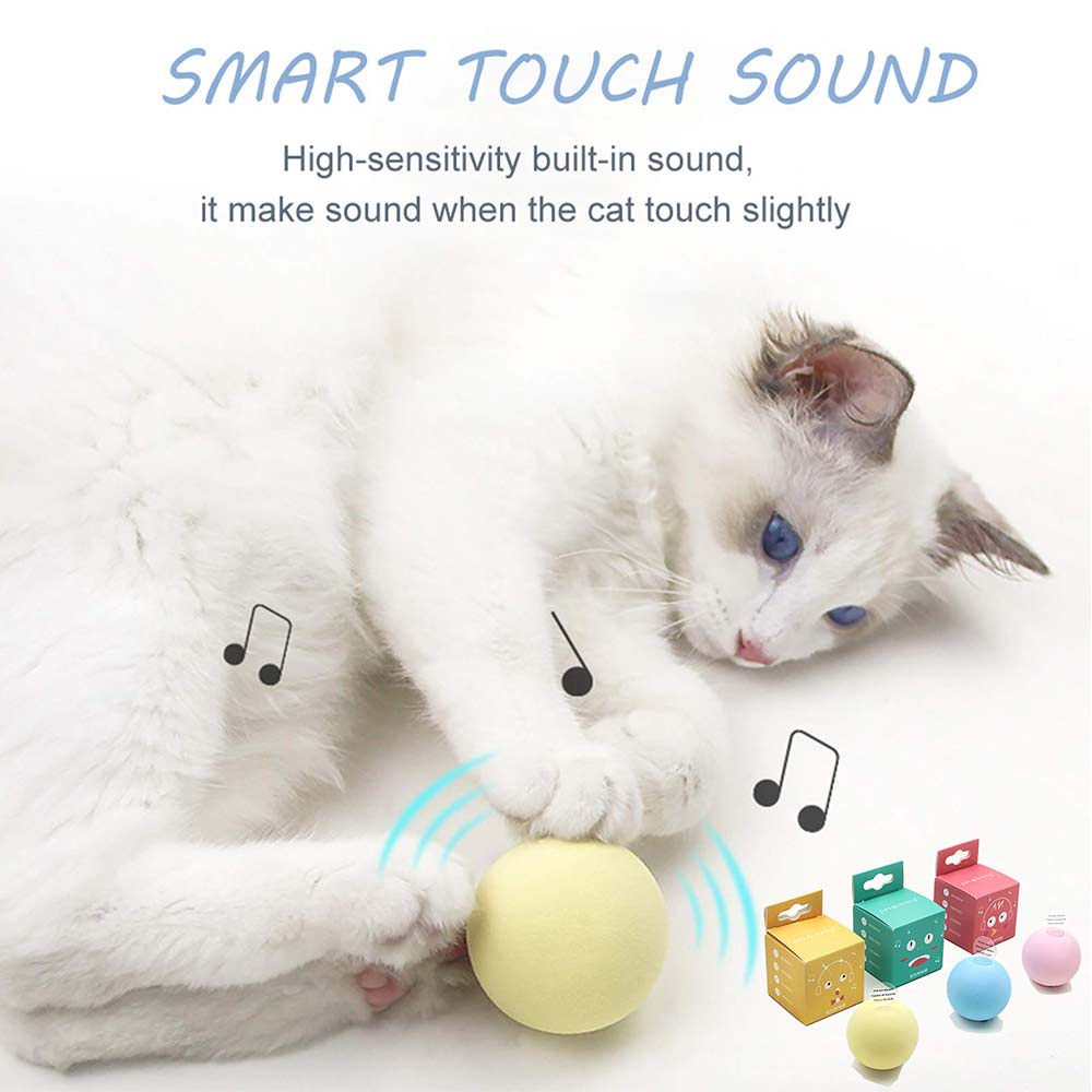 Smart Cat Touch Sound Ball Simulation Squeaker Pet Training Toy ...