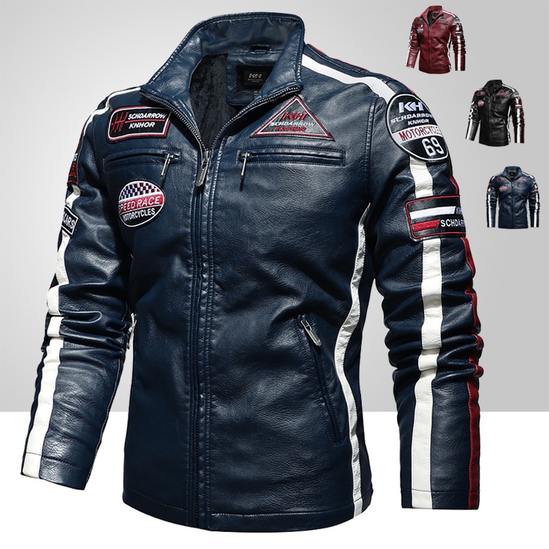 Mens Jaqueta De Motoqueiro De Moda Masculina Couro Da Motocicleta Do ...