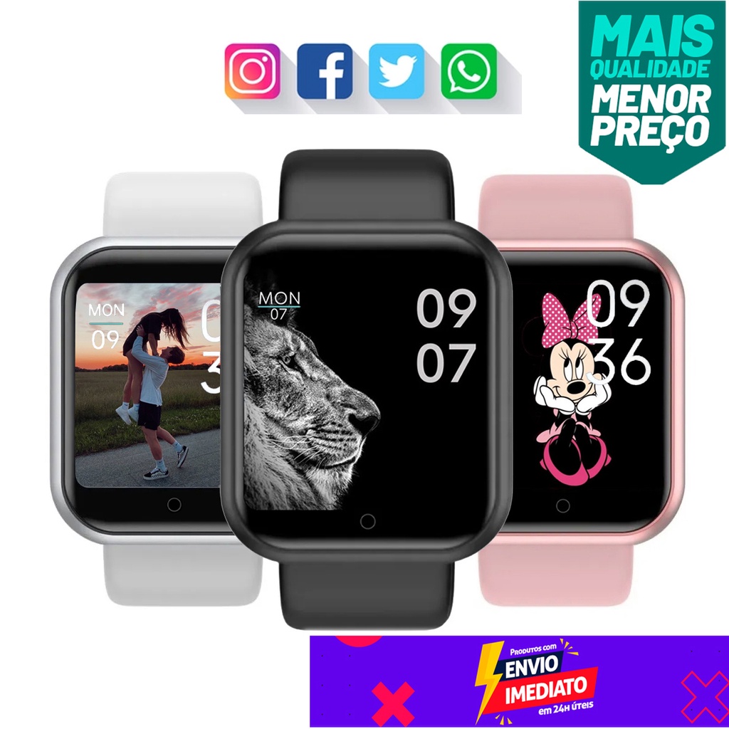 Smartwatch Relógio Feminino e Masculino D20 Android e iOS Coloca foto ...