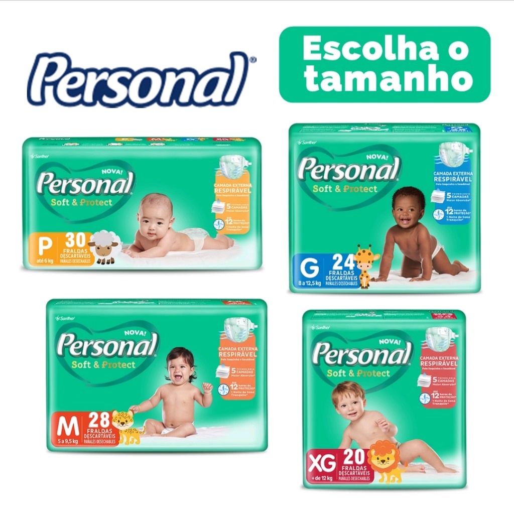 Fralda Personal jumbo P/ M/ G/ XG | Shopee Brasil
