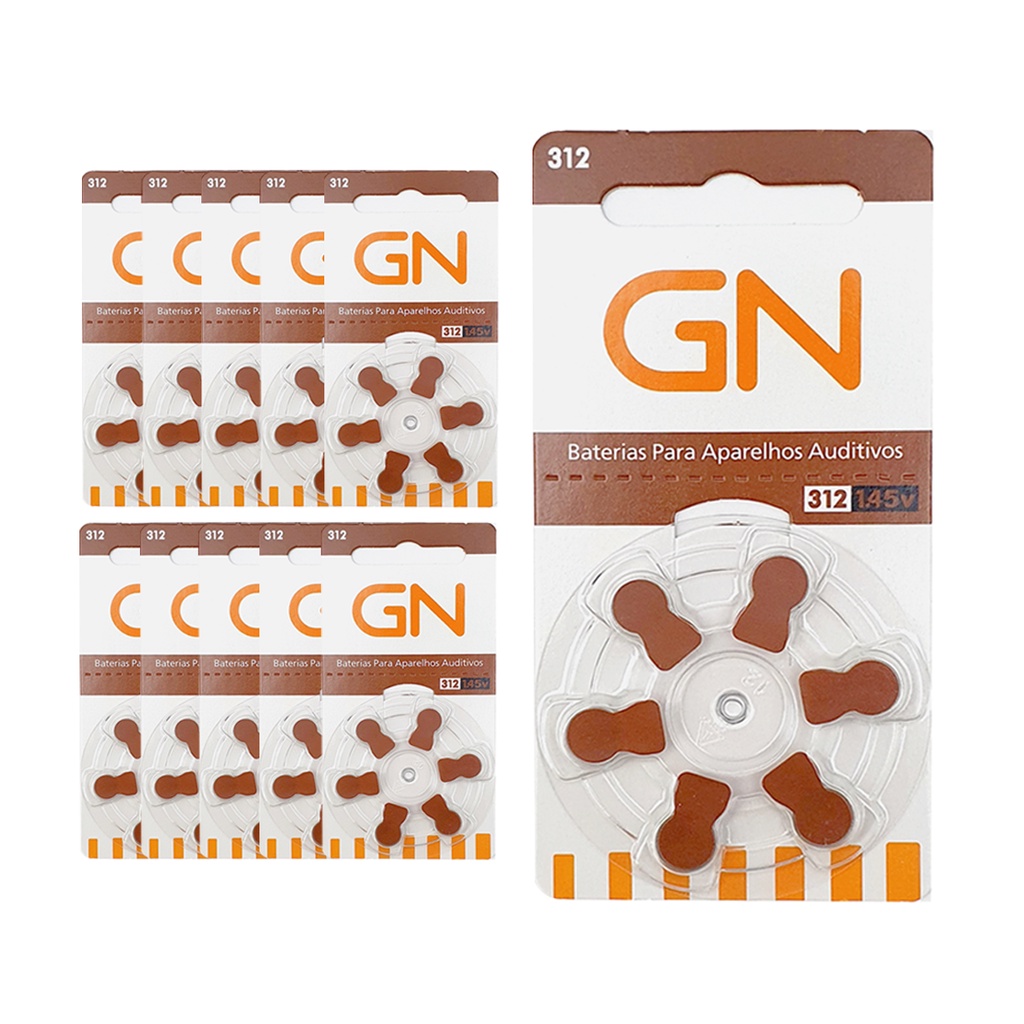 60 Pilhas Baterias Aparelho Auditivo Gn Resound 312 10 Cartelas | Shopee Brasil