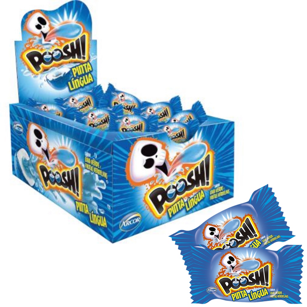 Chiclete Poosh Display Com 40 Unidades Pinta Língua 200g | Shopee Brasil