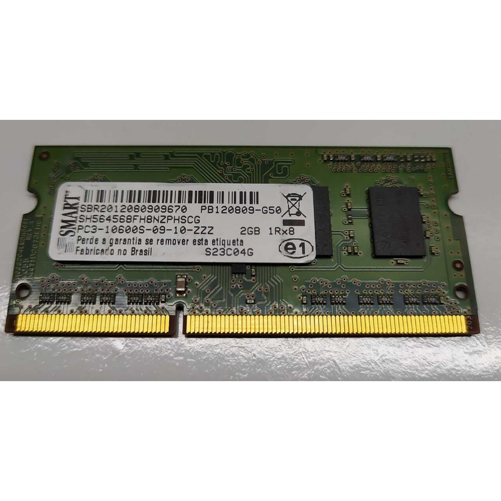 Mem ria Smart Para Notebook 2gb Ddr3 Pc3 10600s 09 10 ZZZ 1333mhz dell