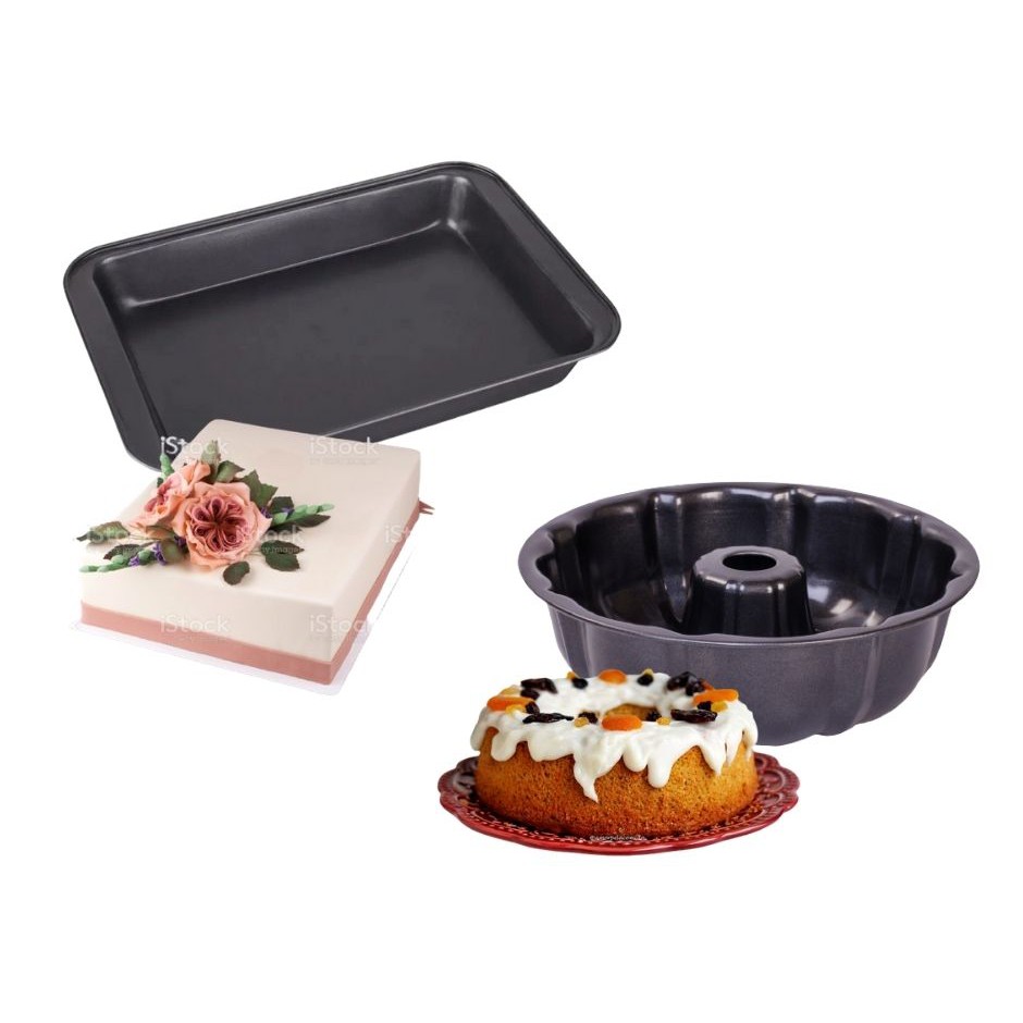 COMBO Forma Bolo Retangular - 37cm + Forma De Bolo Pudim Teflon ...