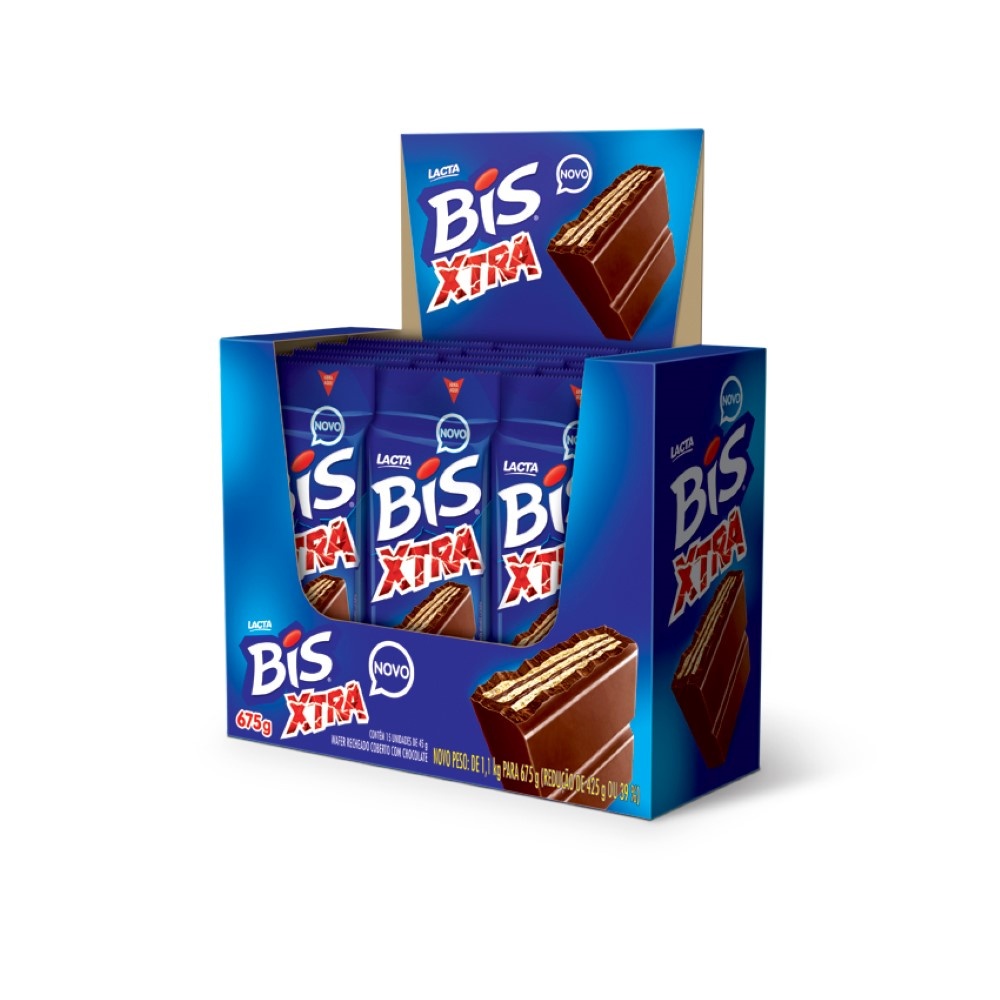 CHOCOLATE LACTA BIS XTRA AO LEITE 15 X 45G 675G | Shopee Brasil