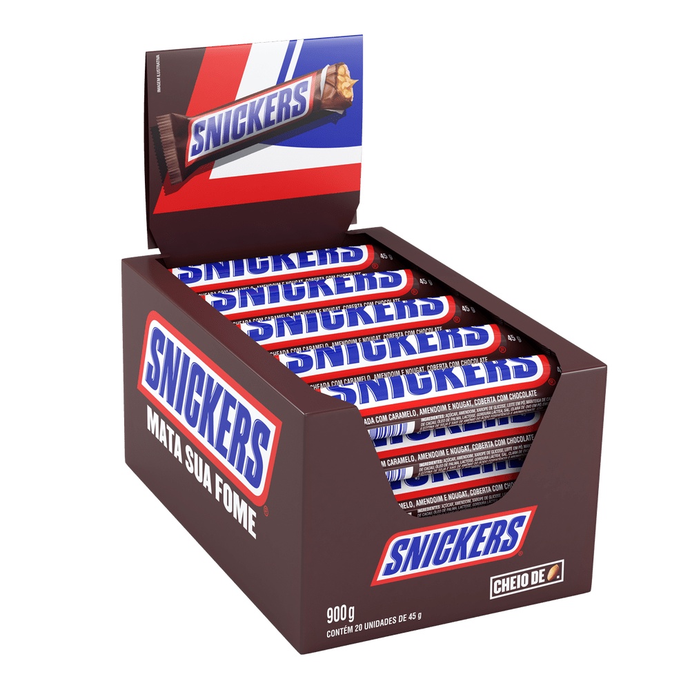 Barra de Chocolate Snickers caixa 20x45g | Shopee Brasil