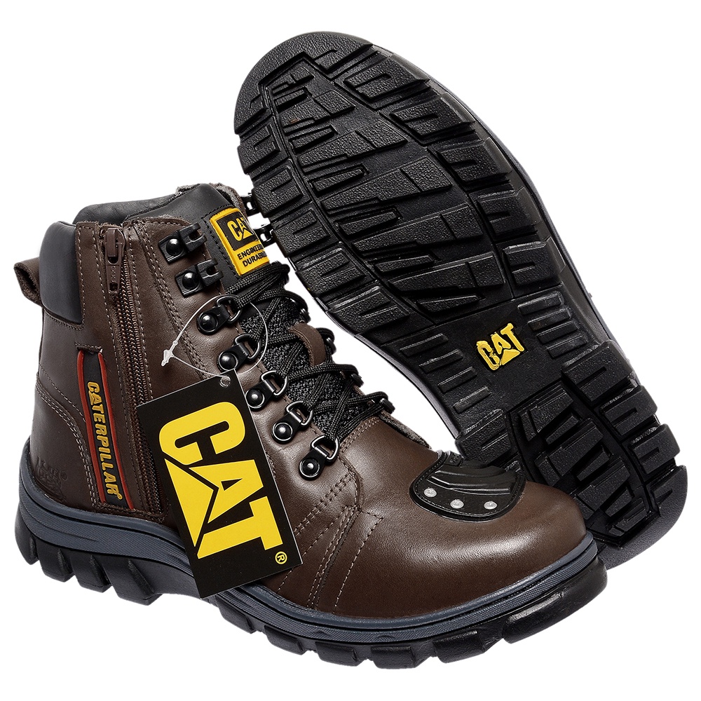 Bota Cat Motociclista Caterpillar Em Couro Masculina Ziper Cat ...