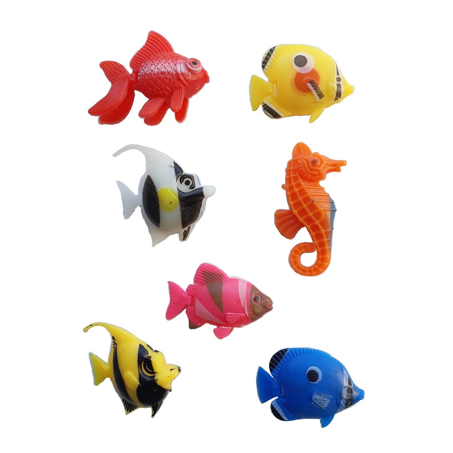 Peixe de Plástico Flutuante para Aquário 7 unidades Peixinho de Enfeite ...