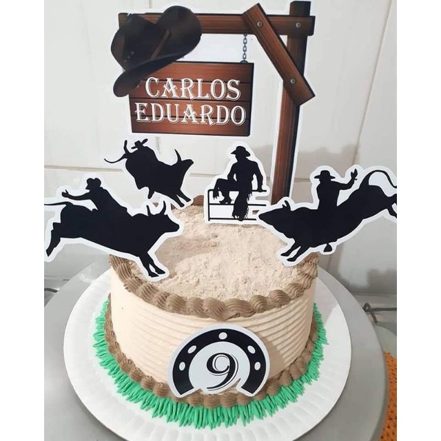 Topper topo TAG bolo cowboy country vaqueiro peão festa | Shopee Brasil