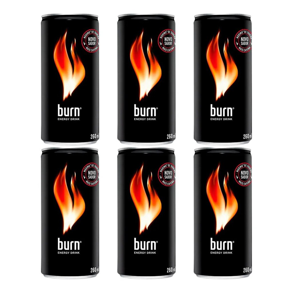 Energético Burn Energy Drink Fardo 6 Latas 260ml | Shopee Brasil