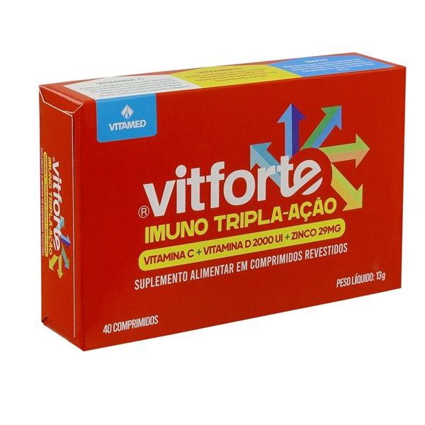 Vitforte Imuno Vitamina C Vitamina D Zinco Tripla Ação Imunidade 40 ...