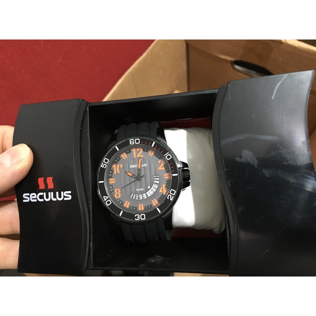 relógio masculino original Seculus 10atm preto com ponteiro na caixa ...