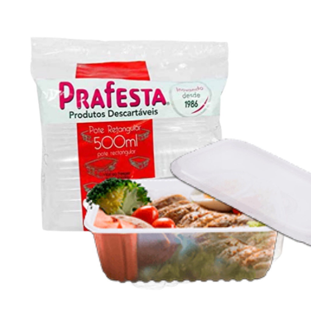 24 Embalagem 500ml retangular Plástico Para Microondas E Freezer, Marmita Fit 24, pote Prafesta ...