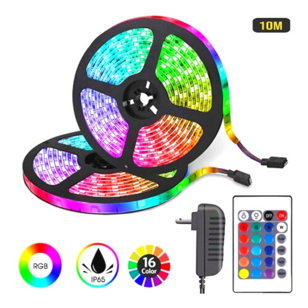 10m Luz Fita Led Colorida 5050 Rgb Kit Completo 12v Com Fonte | Shopee Brasil
