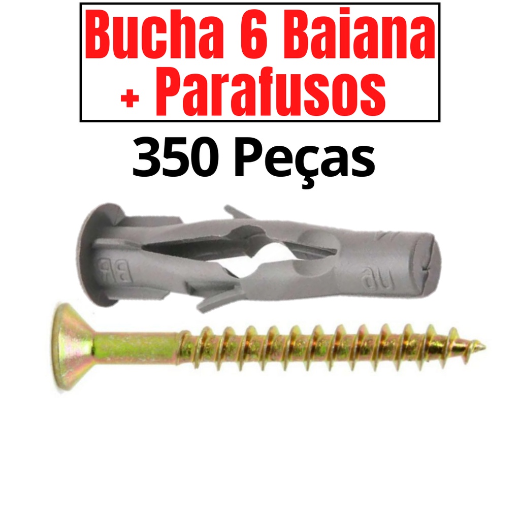 Kit Bucha 6 FU Baiana com Parafuso e Buchas 6mm para Tijolo Oco Baiano com Parafusos Kit Bucha ...