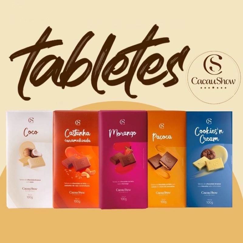 Tablete de Chocolate 100g Cacau Show Barra de Chocolate 100g Cacau Show ...