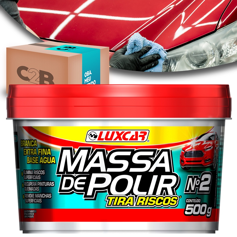 Massa de polir N2 Luxcar 500g para polimento de pintura renova brilho cor e elimina riscos ...