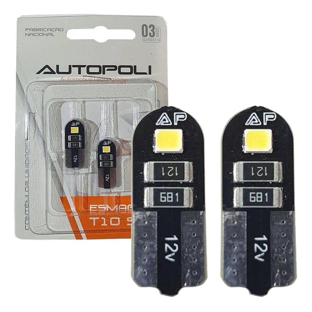 Par Lâmpada Led Pingo Slim T10 Canbus Teto Placa Porta Luva | Shopee Brasil