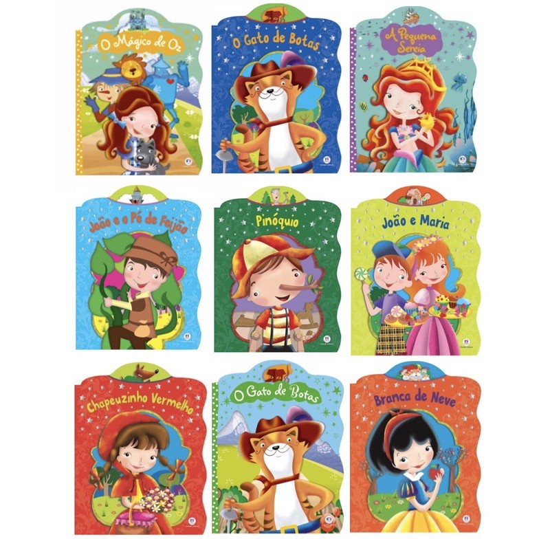 Livros clássicos de histórias infantis - Mágico de oz - A pequena sereia - O gato de botas ...
