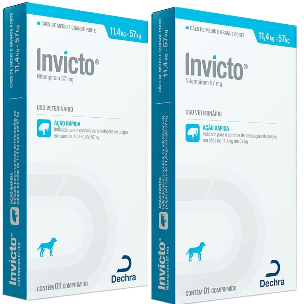 Kit 2x Invicto 11,4 kg a 57 kg 57 mg 1 comprimido Dechra - Antipulgas para Cães | Shopee Brasil