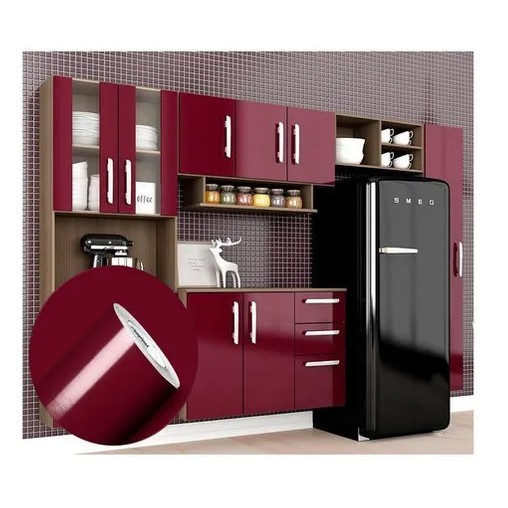 Adesivo Vinil Envelopamento Móveis Vinho Brilhante 3m X 50cm | Shopee ...