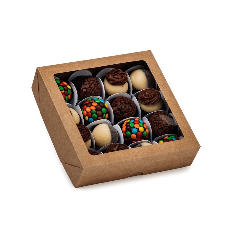 50 Un Caixa Para Presente 16x16x4 Kraft Doces Trufas Brigadeiros