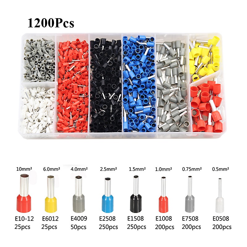 Terminal Tubular Ilhós 1200 Peças Kit Terminal Tubular EléTrico ...