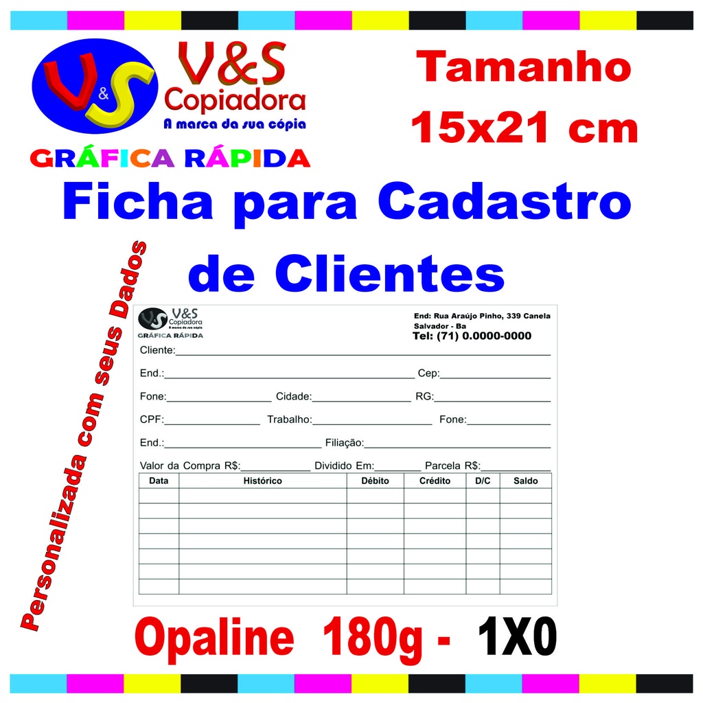 100 Fichas para Cadastro de Clientes / 15x21Cm | Shopee Brasil