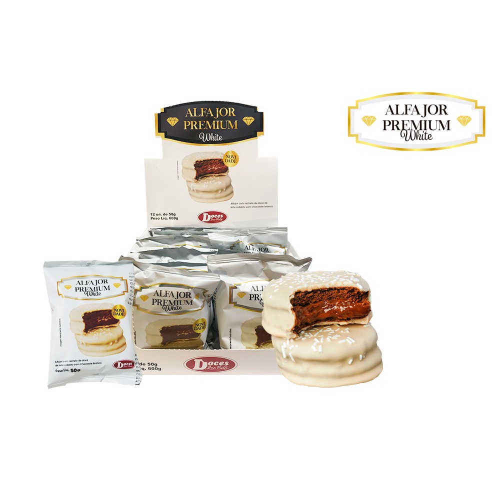 Alfajor Premium Chocolate Branco Sabores Caixa 12 Unidades Produção ...