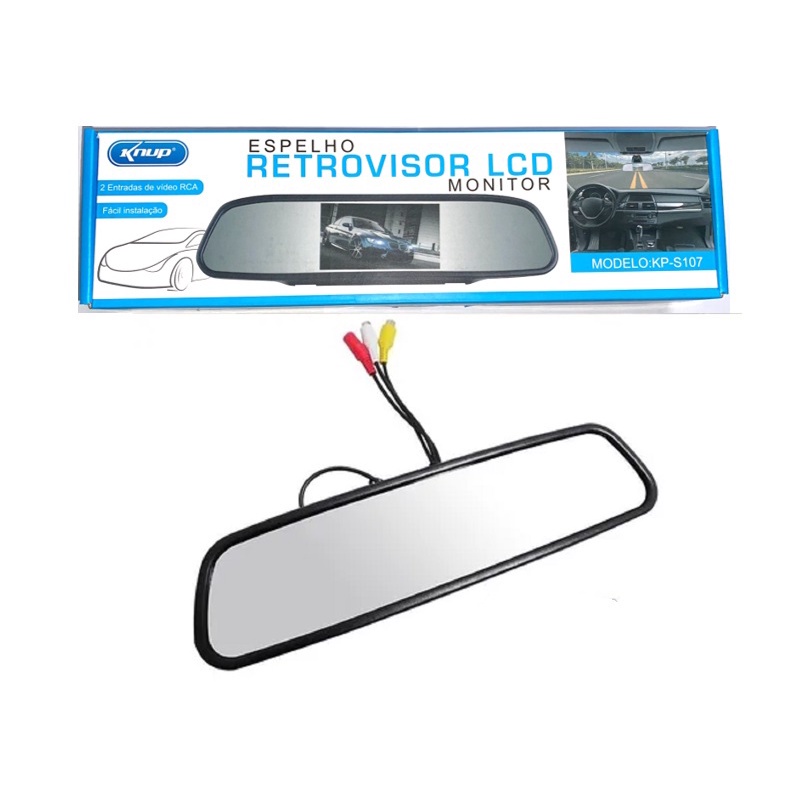 Espelho Retrovisor com Tela LCD 4,3 Knup | Shopee Brasil