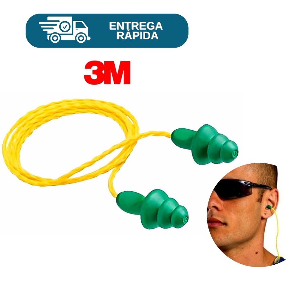 Protetor Auricular Auditivo Plug Em Elastômero 1290 3M Com Cordão De ...