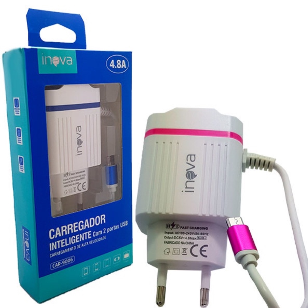 Carregador Inteligente Turbo Inova V8 2 USB 4.8A | Shopee Brasil