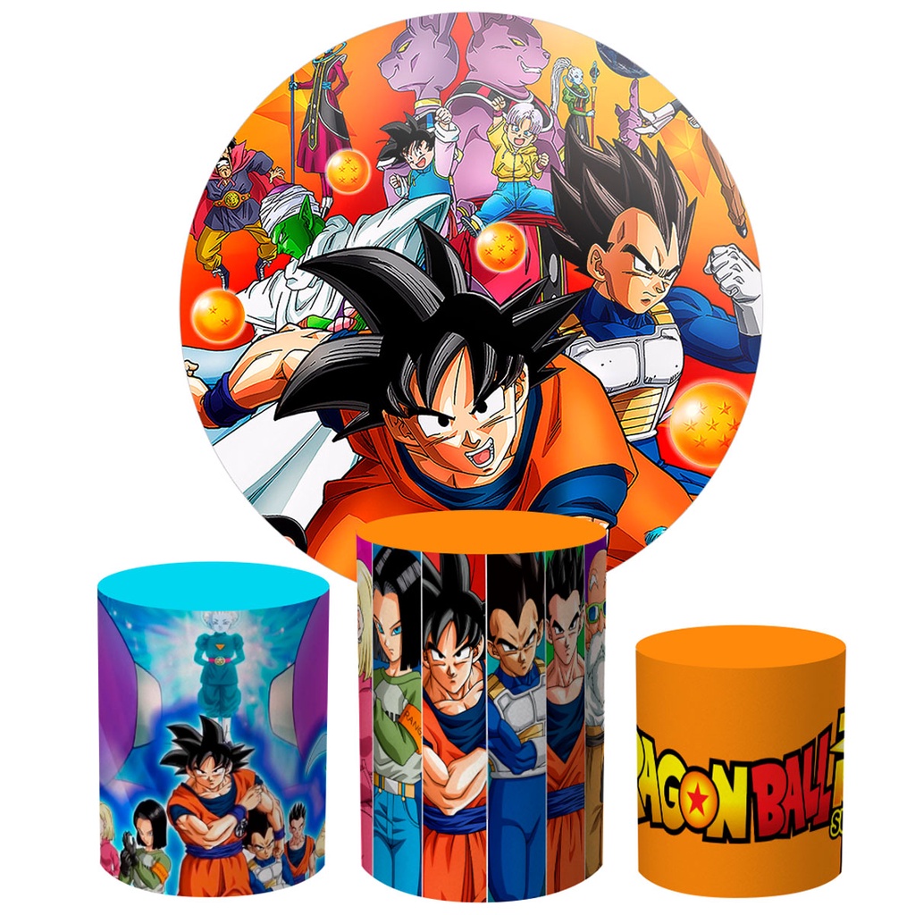 Kit De Festa Painel Redondo Dragon Ball + Trio Capa De Cilindro Veste ...