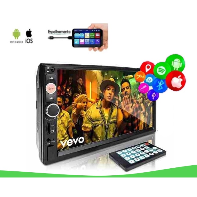 Central Multimidia MP5 Espelhamento Android IOS 2 Din 7 Polegadas | Shopee Brasil