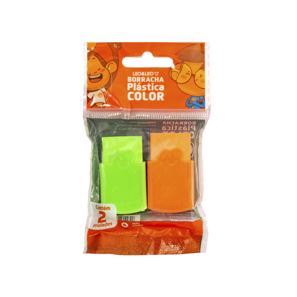 Borracha Escolar Colorida - Kit Com 2 Unidades | Shopee Brasil