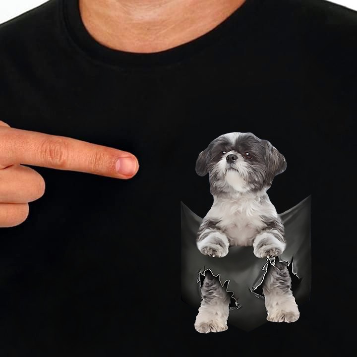 Camisa Camiseta Lhasa Apso Pet no Bolso Pocket Cachorro 100% algodão ...