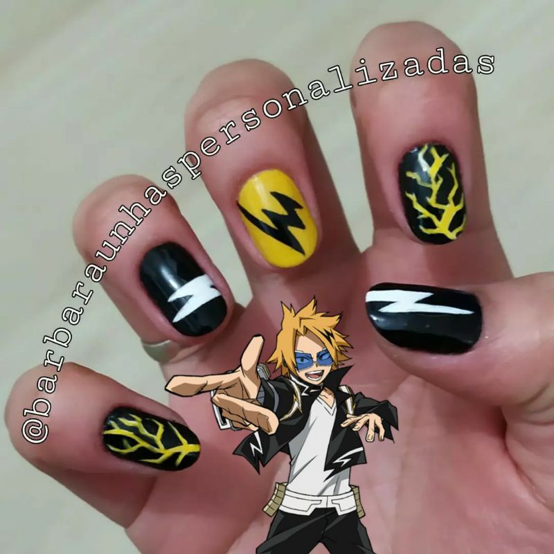 Unhas postiças decoradas Kaminari Denki Boku no Hero Academia | Shopee ...