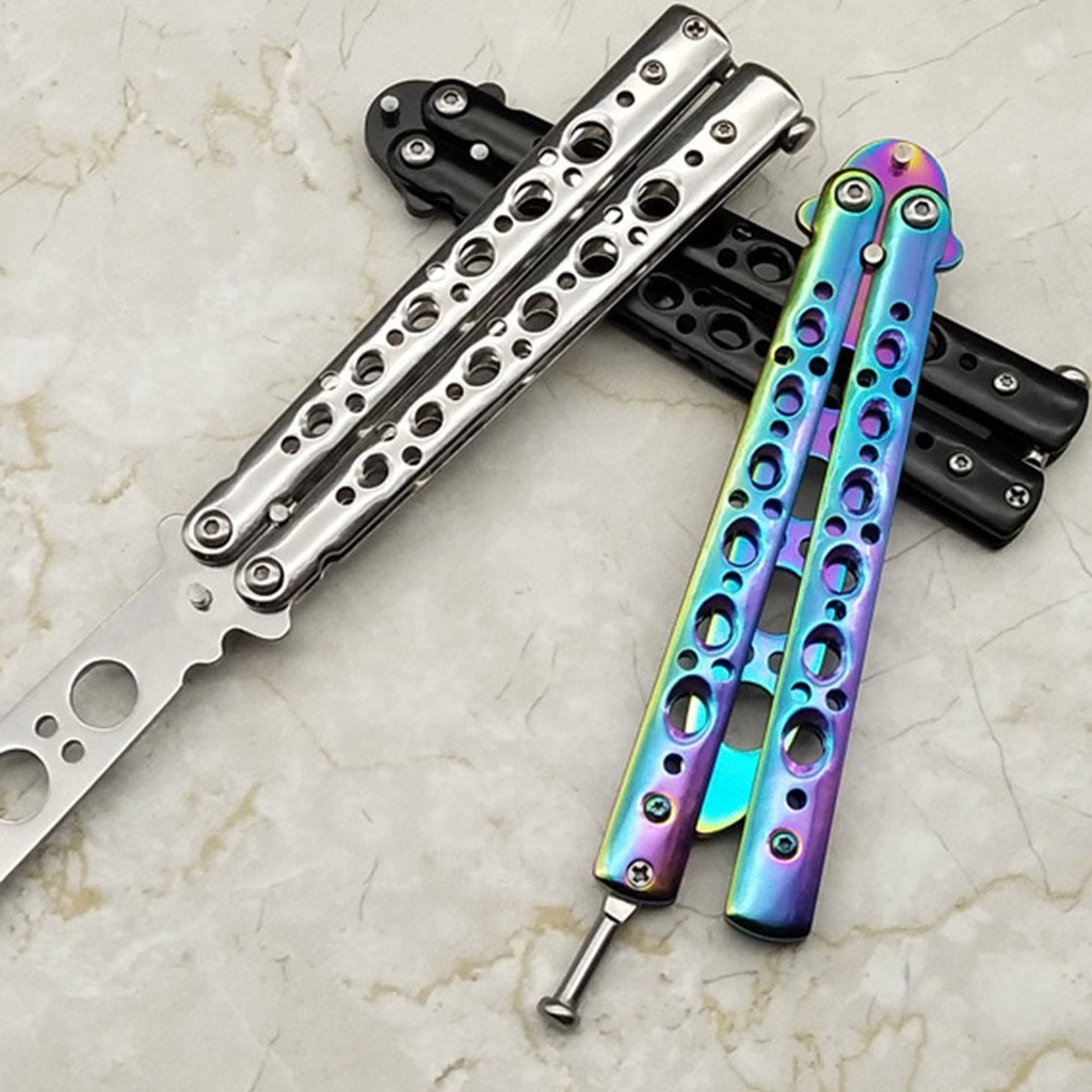 Faca Dobrável Metal Inox Prática Treino Butterfly Faca Exercício ...