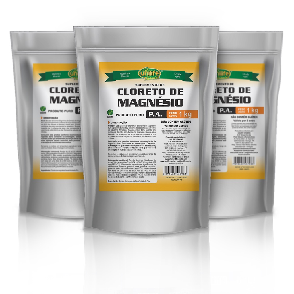 Suplemento mineral Cloreto de magnésio P.A em pó 33g unidade | Shopee Brasil