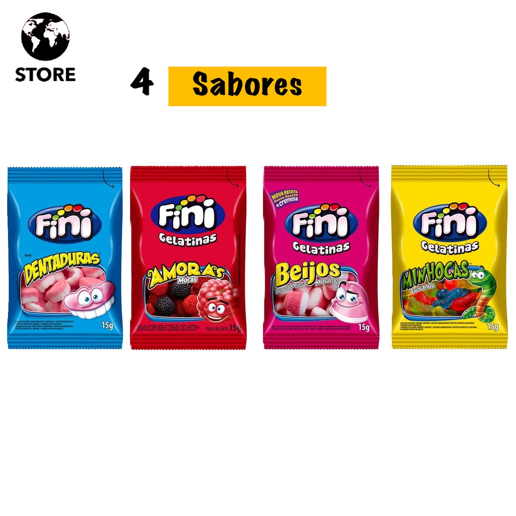 BALA FINI 1 unidade MINI PACOTINHOS FINI de 15g cada 4 opções de ...